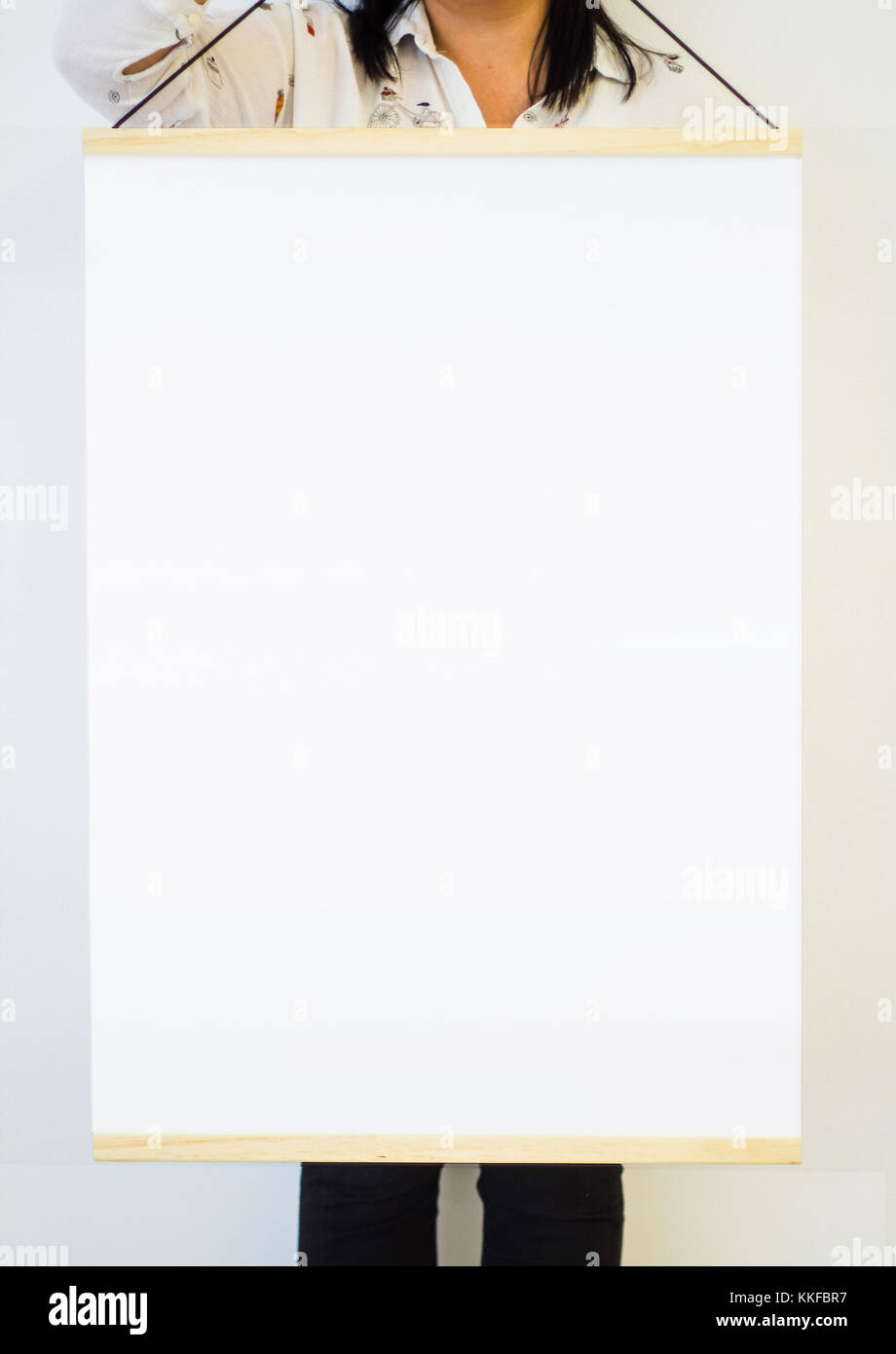 woman holding a poster Stock Photo - Alamy