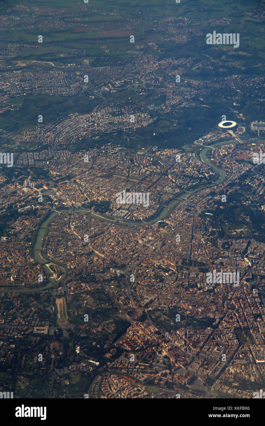 Aerial view of Rome, Italy from airplane window Stock Photo - Alamy