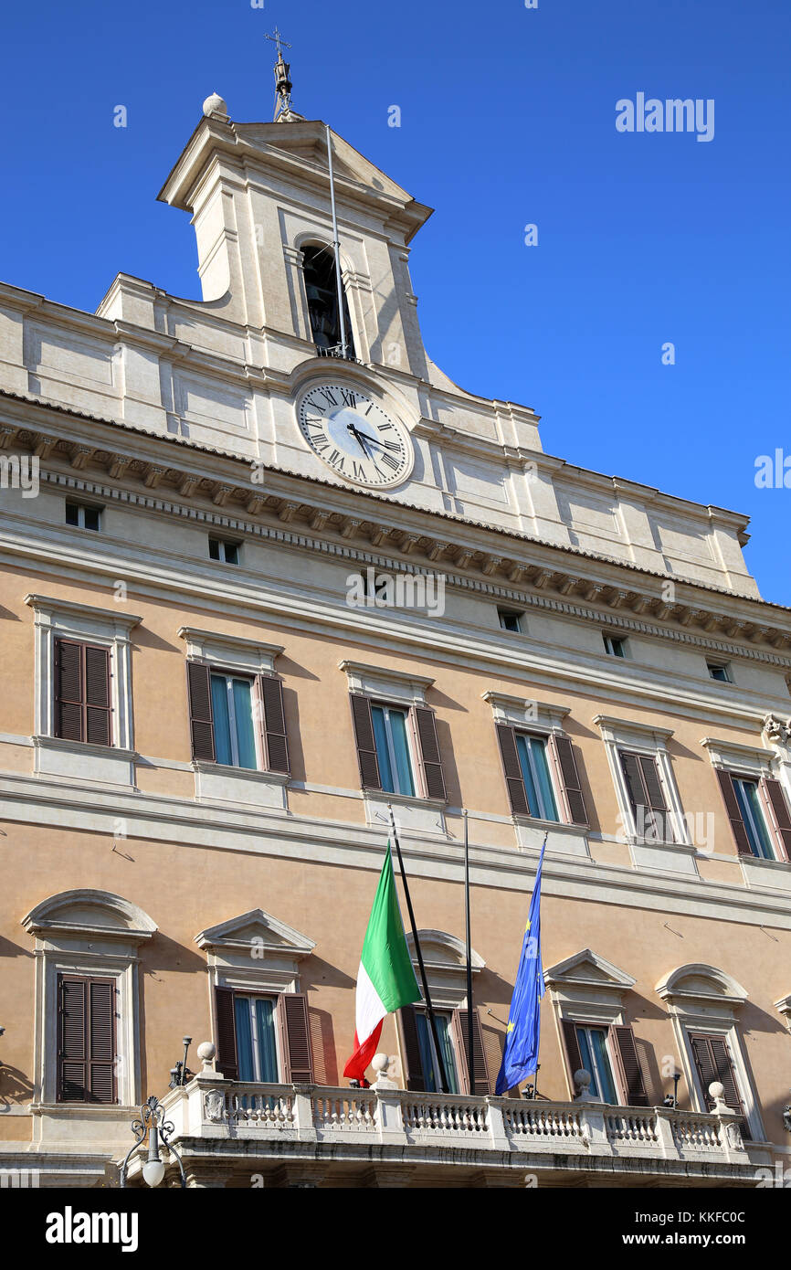 Palazzo Montecitorio at the Piazza Montecitorio in the old town of Rome ...