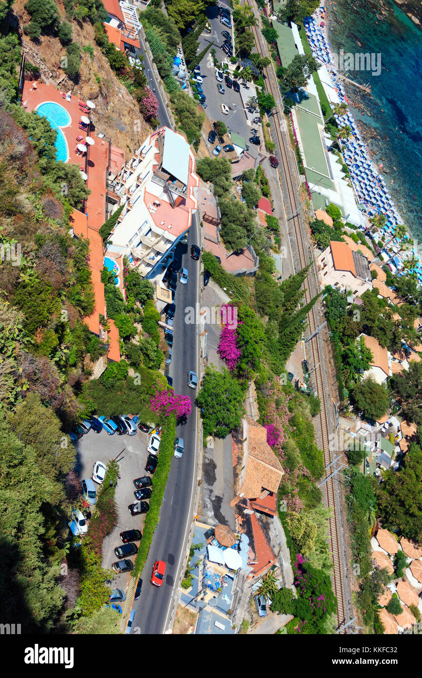 Taormina aerial view from "Stairs to Taormina" , Sicily, Italy Stock ...
