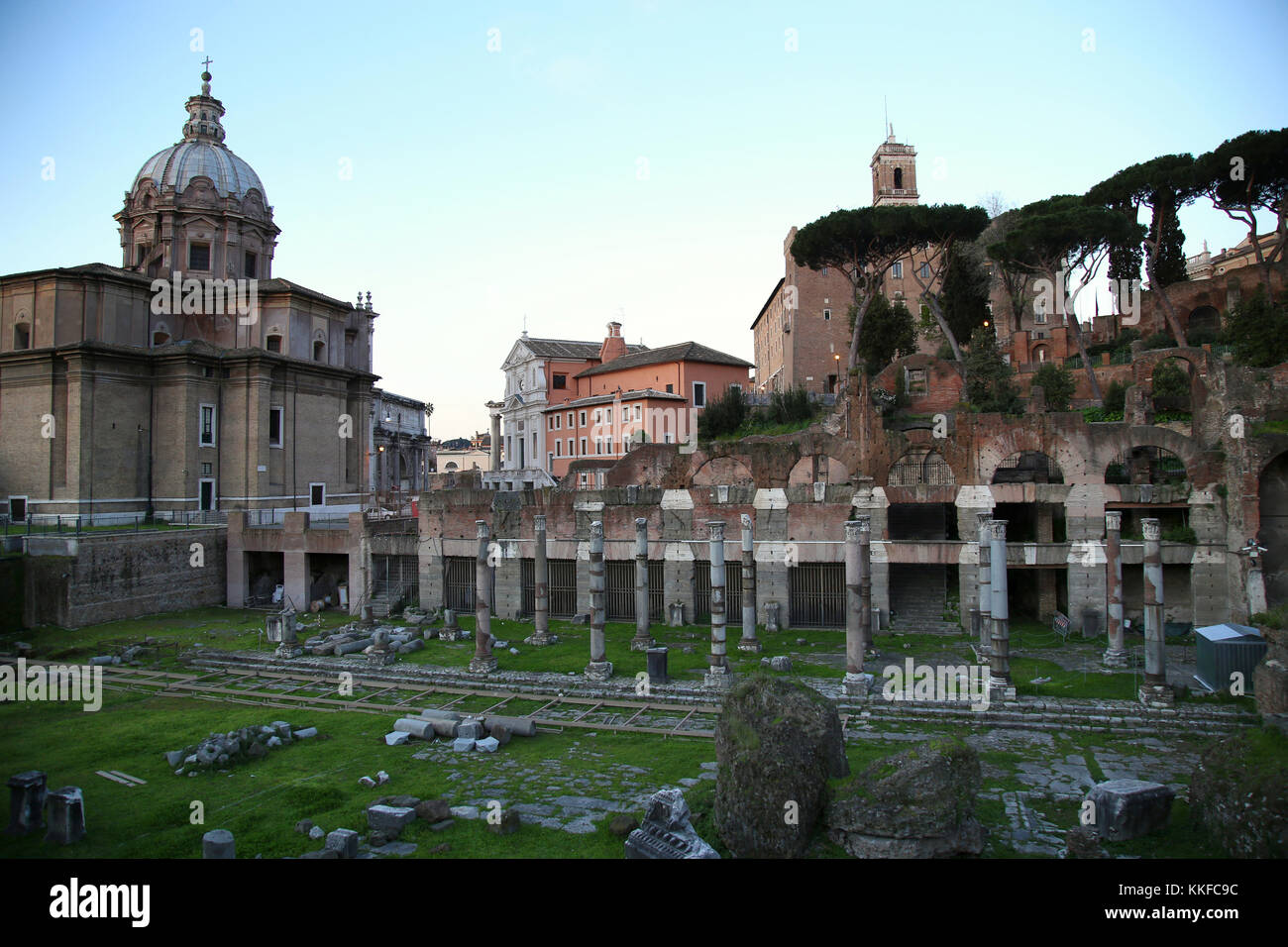 view of Senate House of Julius and ancient Mamertine Prison in Rome ...