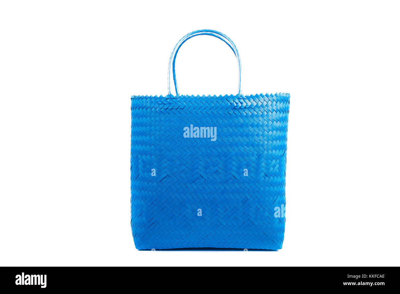 blue wicker woman's tote bag, isolated on white background Stock Photo ...