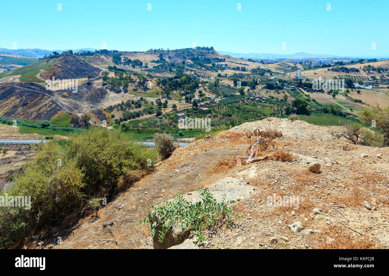 View to road, gardens and mountain from famous ancient ruins in Valley ...