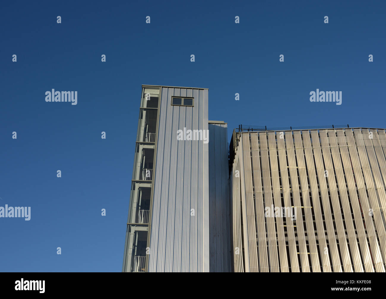 Multi storey car park with metal cladding and steel frame at the rock ...