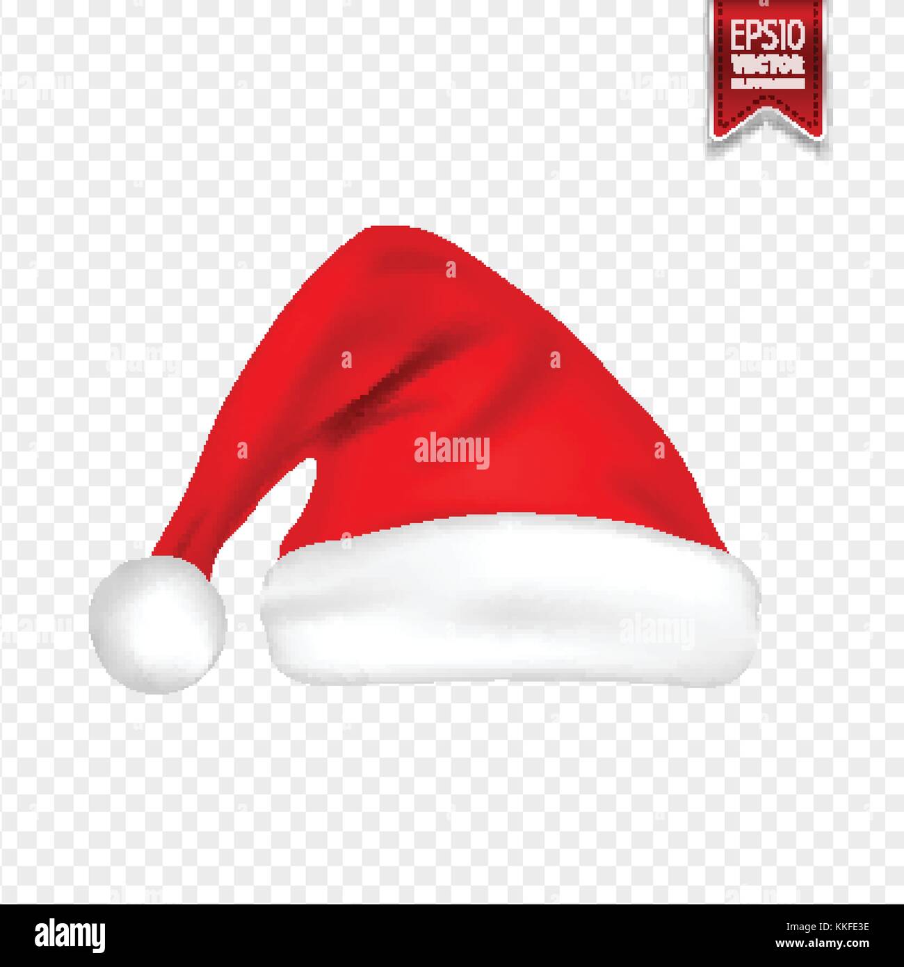 Christmas Santa Claus Hats With Shadow Set. New Year Red Hat Isolated ...