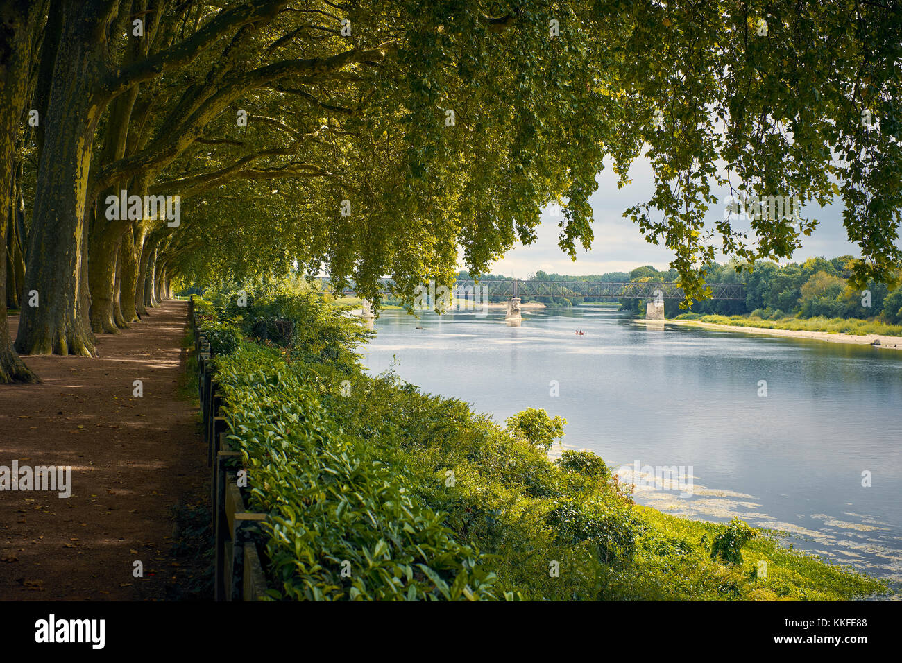 The Vienne River running through Chinon in the Loire Valley, Indre et ...