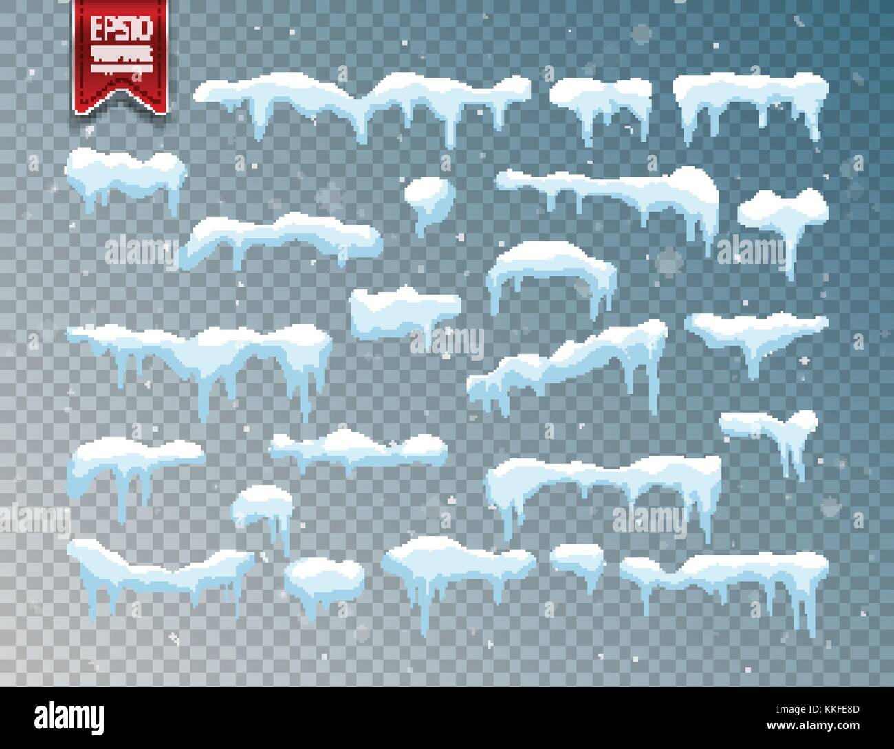Snow, ice cap. Snowfall with snowflakes. Winter season. Isolated on ...