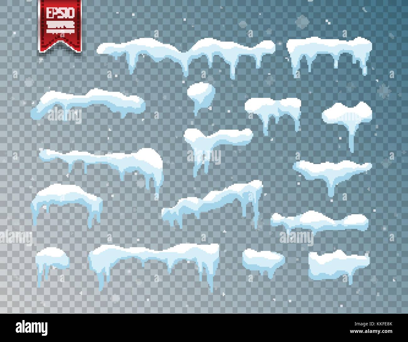 Snow, ice cap. Snowfall with snowflakes. Winter season. Isolated on ...