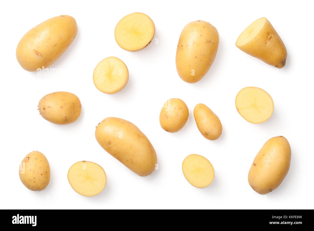 Potatoes isolated on white background. Flat lay. Top view Stock Photo ...