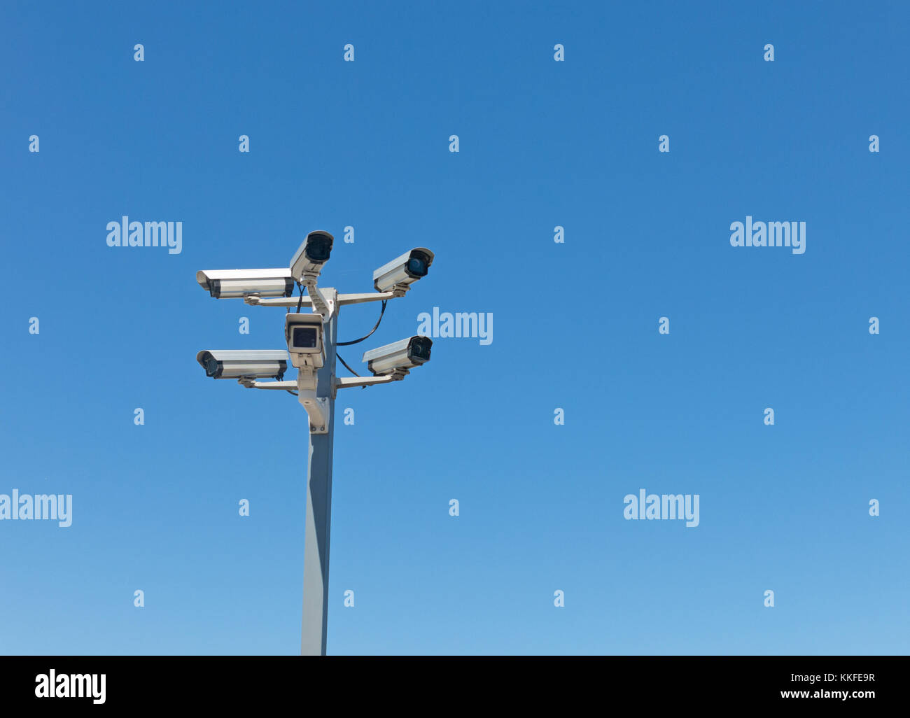 Image with various video surveillance cameras. Six cctv security ...