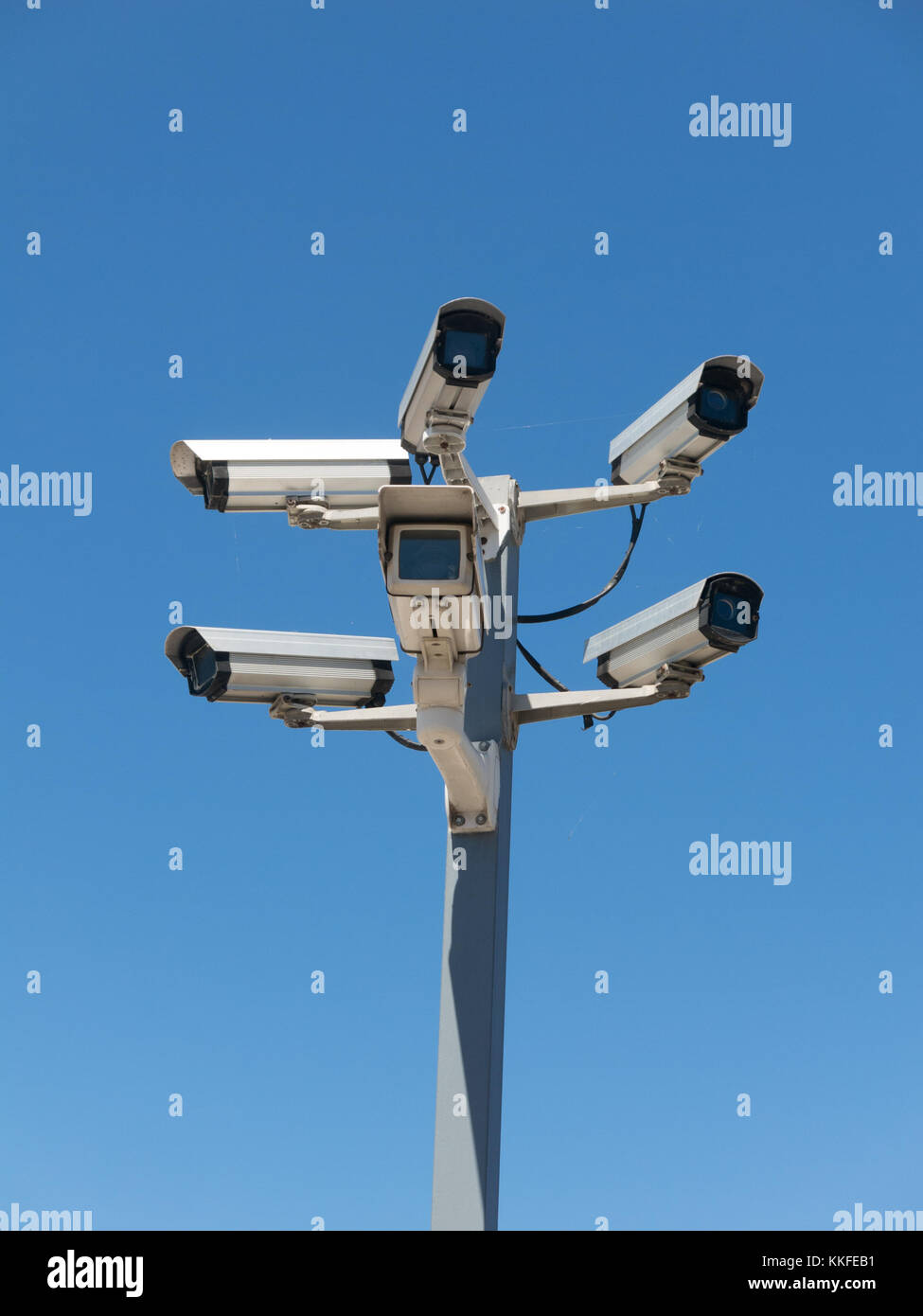 Image with various video surveillance cameras. Six cctv security ...