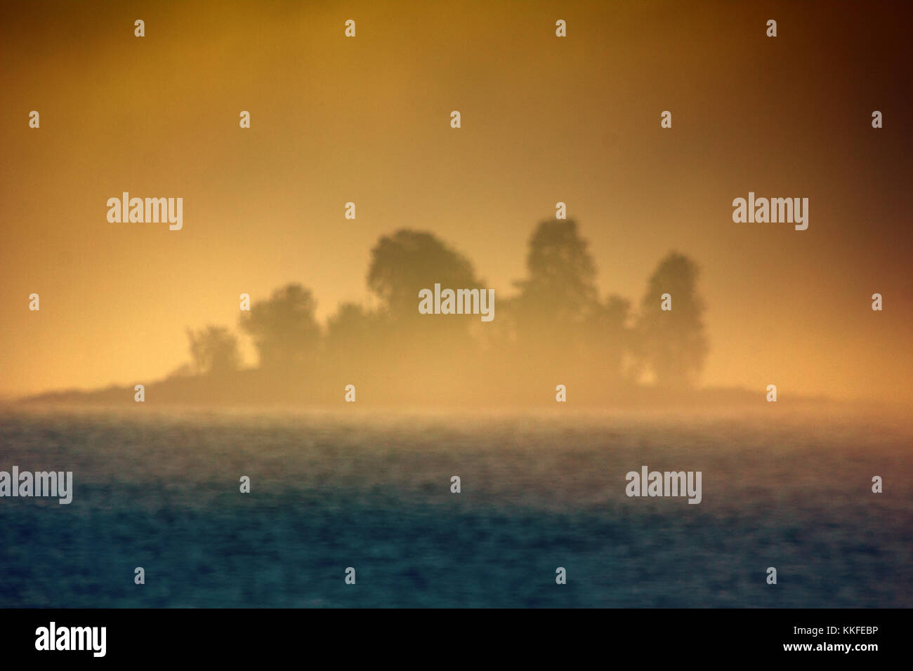 Huge lake Onega in Western Russia. Beautiful little forest Island in ...