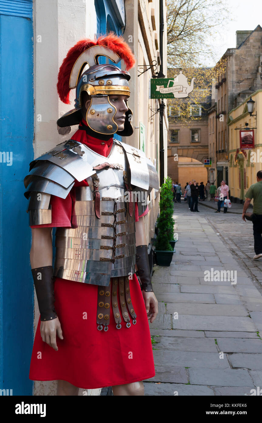 model roman centurian guard in the historic city of bath, england ...