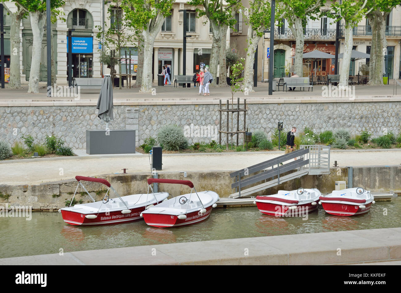 Electric boat station in Narbonne Stock Photo - Alamy