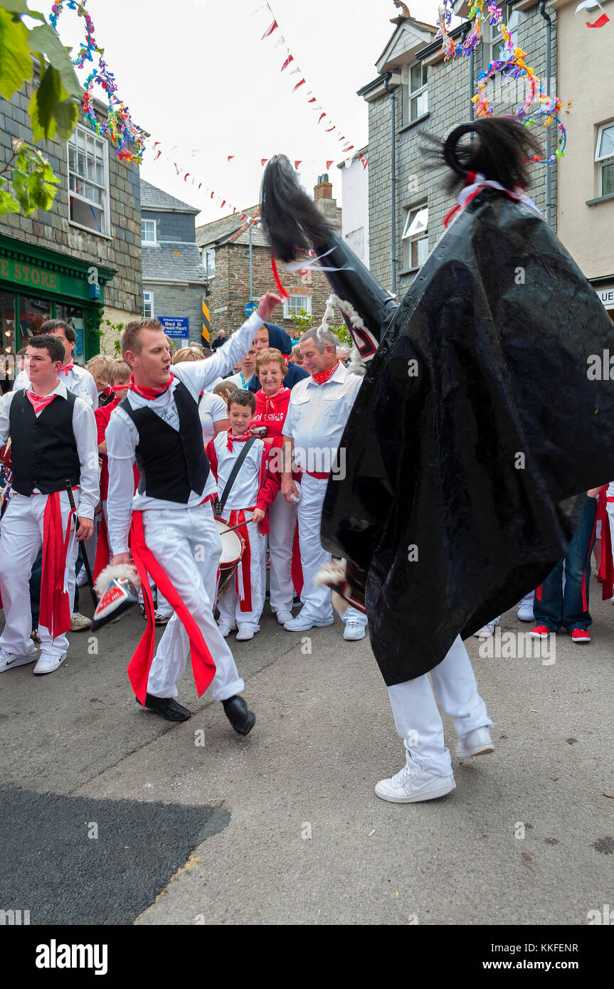 may day “obby oss” celebrations in the town of padstow, cornwall ...