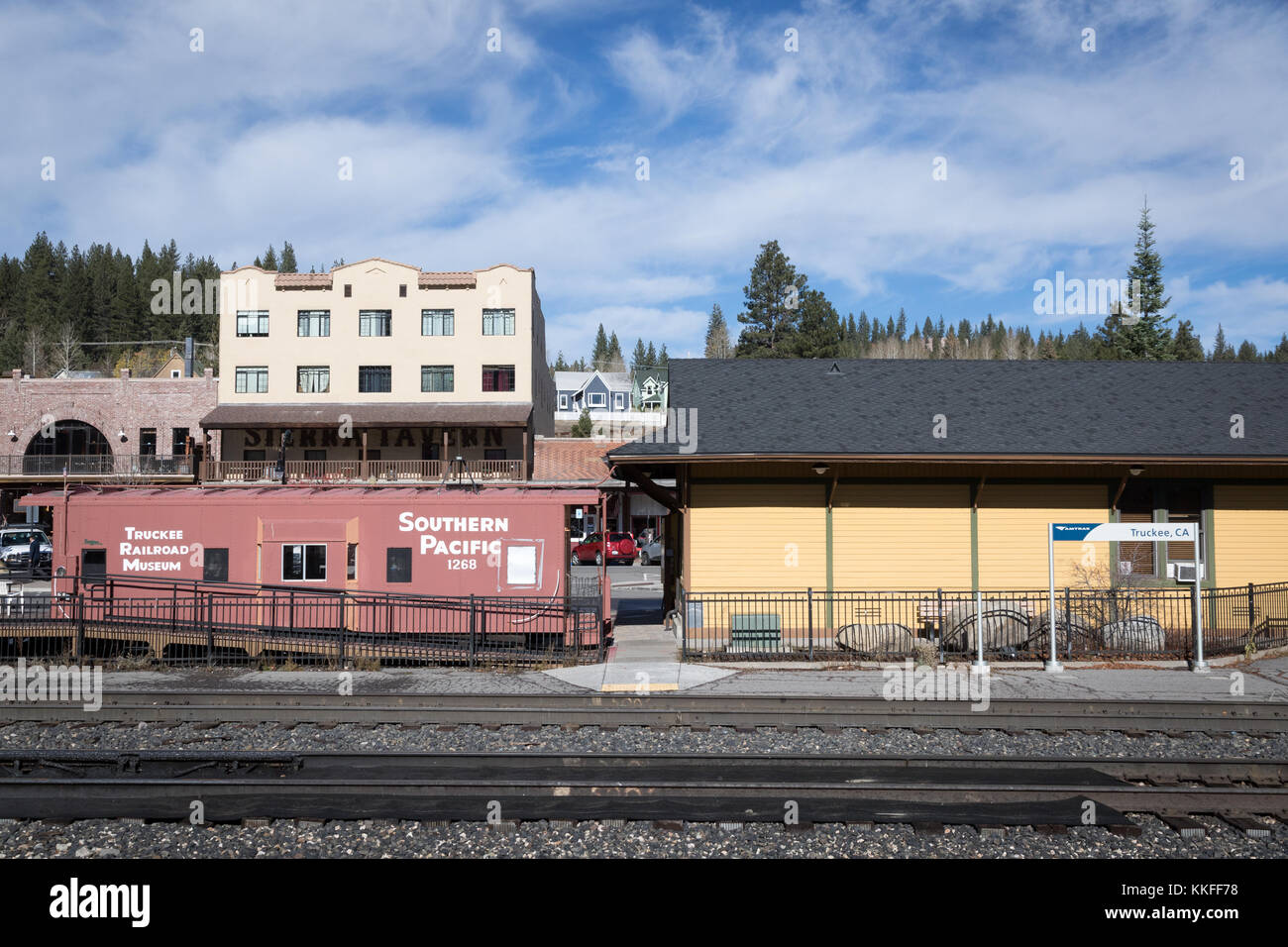 The historic railiroad town of Truckee, California is popular tourist ...