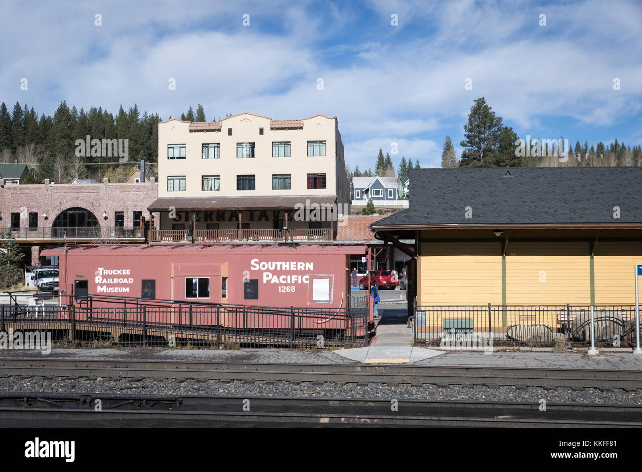 The historic railiroad town of Truckee, California is popular tourist ...