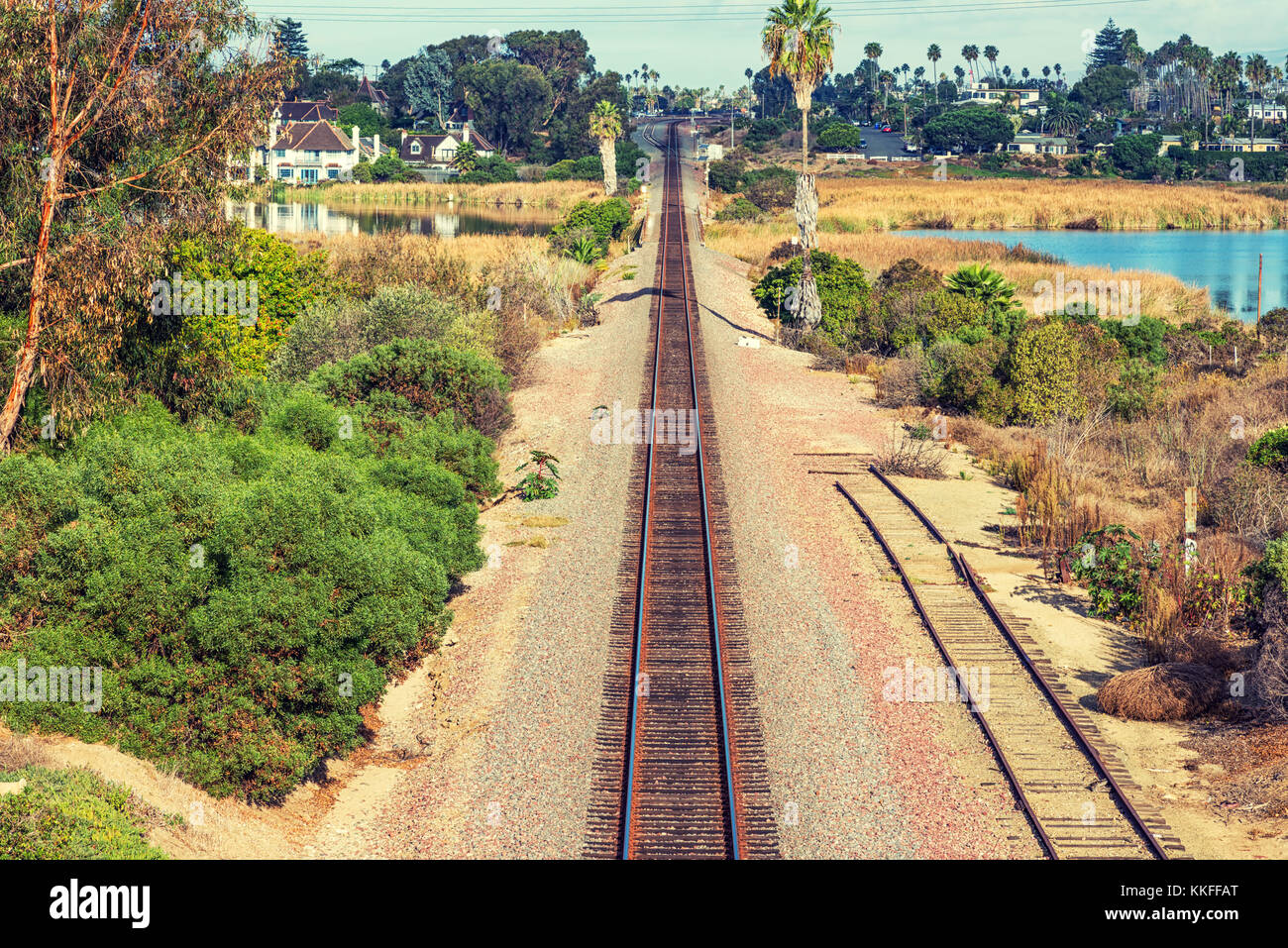 Train tracks running through Carlsbad, California, USA Stock Photo - Alamy