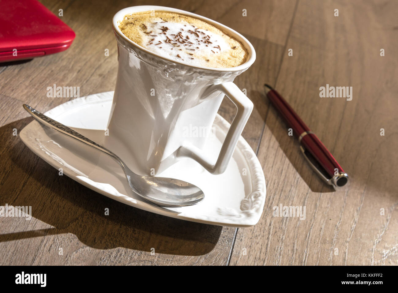 Cappuccino - freshly ground coffee in elegant white cup Stock Photo - Alamy