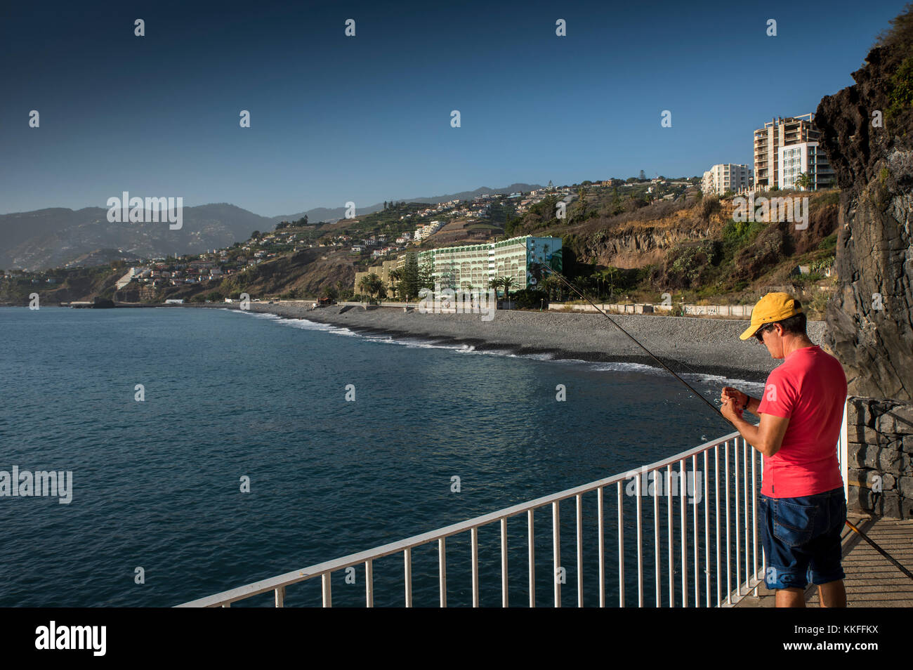 fishing by the sea in Madeira Stock Photo - Alamy