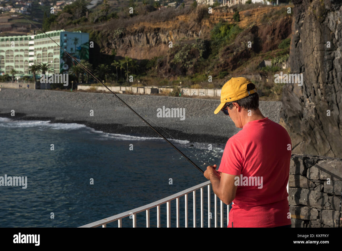fishing by the sea in Madeira Stock Photo - Alamy