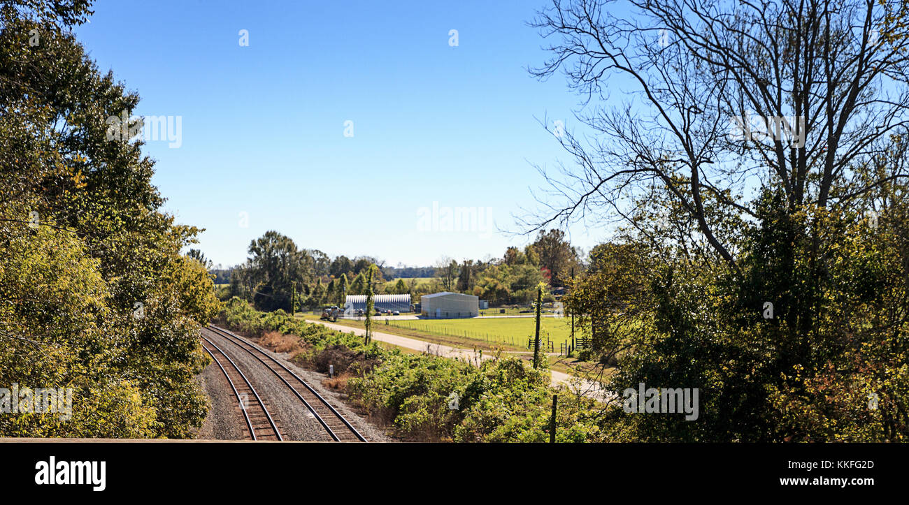 Old country road in Rustic Louisiana with railroad tracks Stock Photo ...
