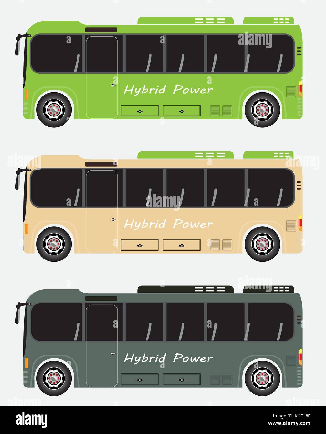Set of Hybrid bus Vector and Illustrartion, Eco power minibus Stock ...