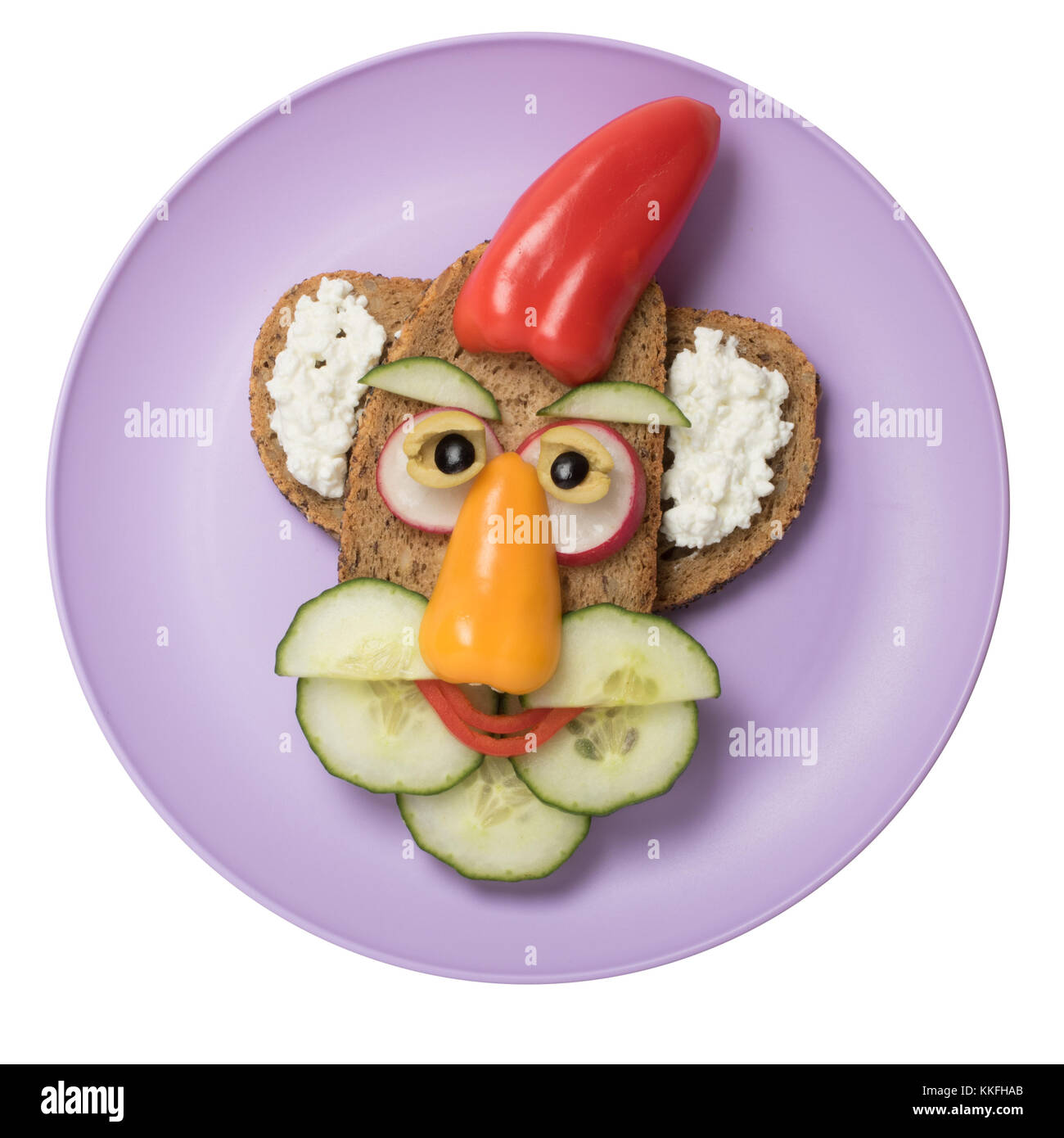 Festive sandwich Santa made on pink plate Stock Photo - Alamy