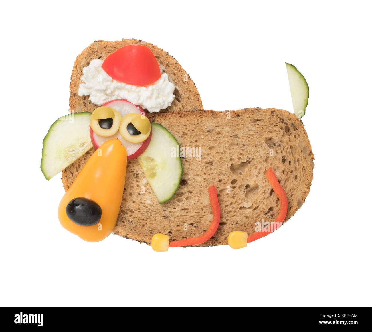 Festive sandwich dog on white background Stock Photo - Alamy
