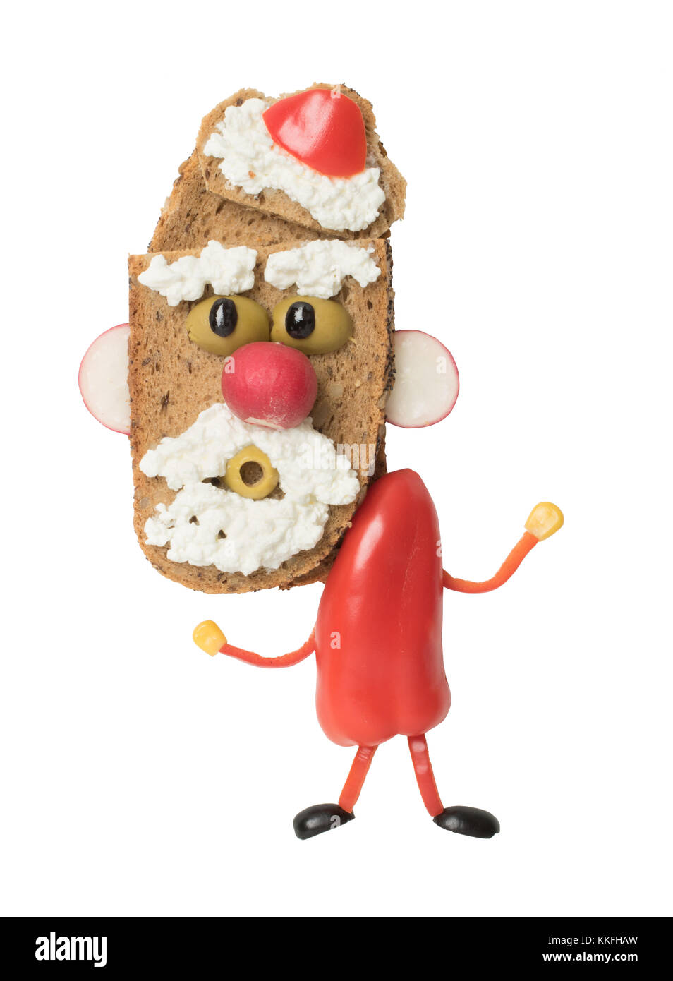 Funny Santa made as sandwich on white background Stock Photo - Alamy