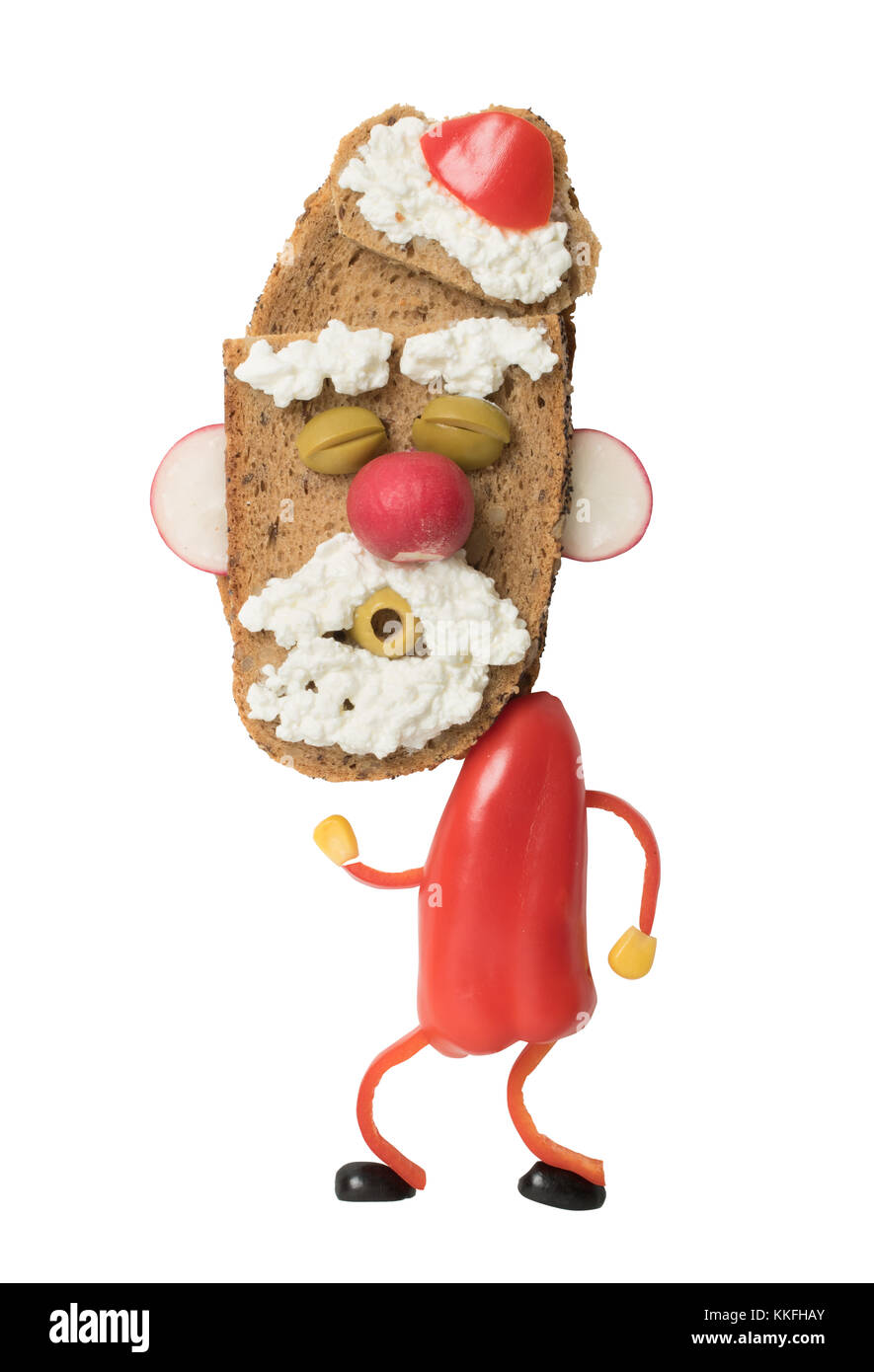 Dancing Santa made as sandwich on white background Stock Photo - Alamy