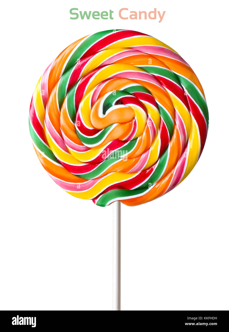 Colorful spiral lollipop isolated on white background Stock Photo - Alamy