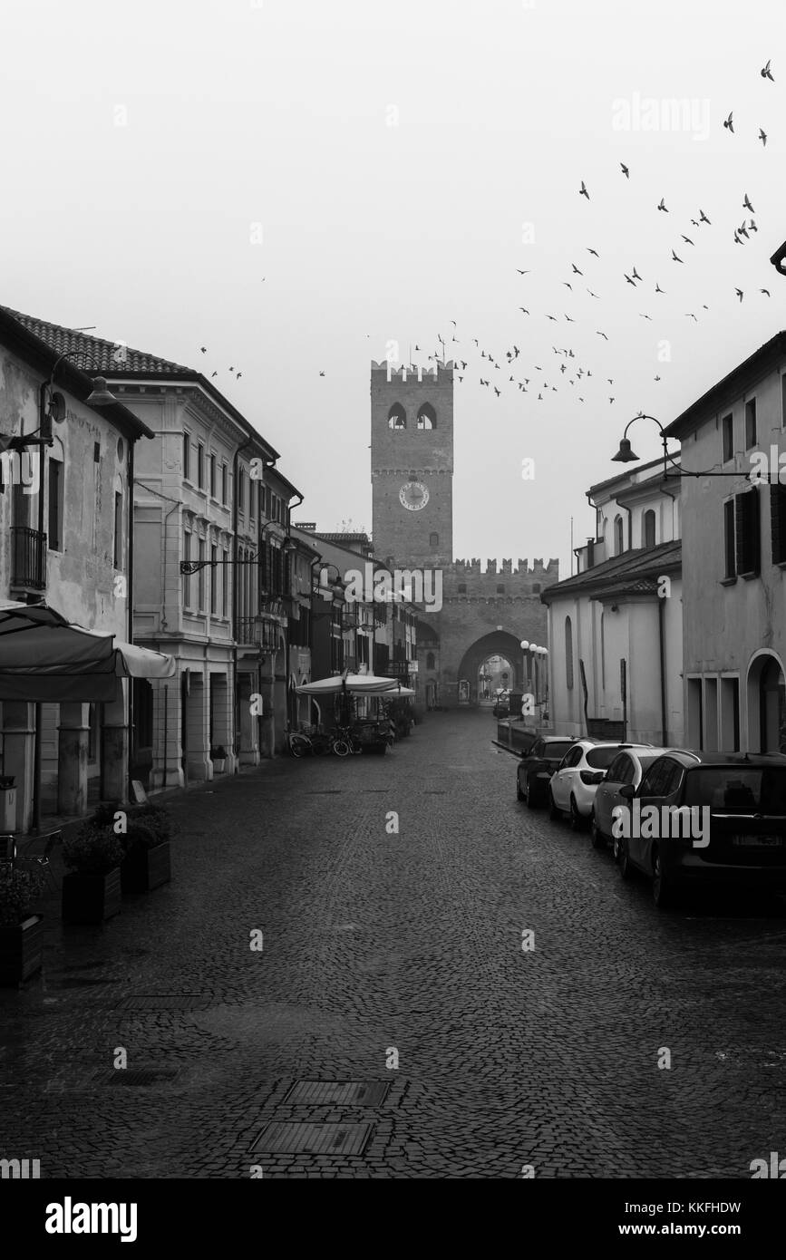 Clock tower in Noale, Italy Stock Photo - Alamy