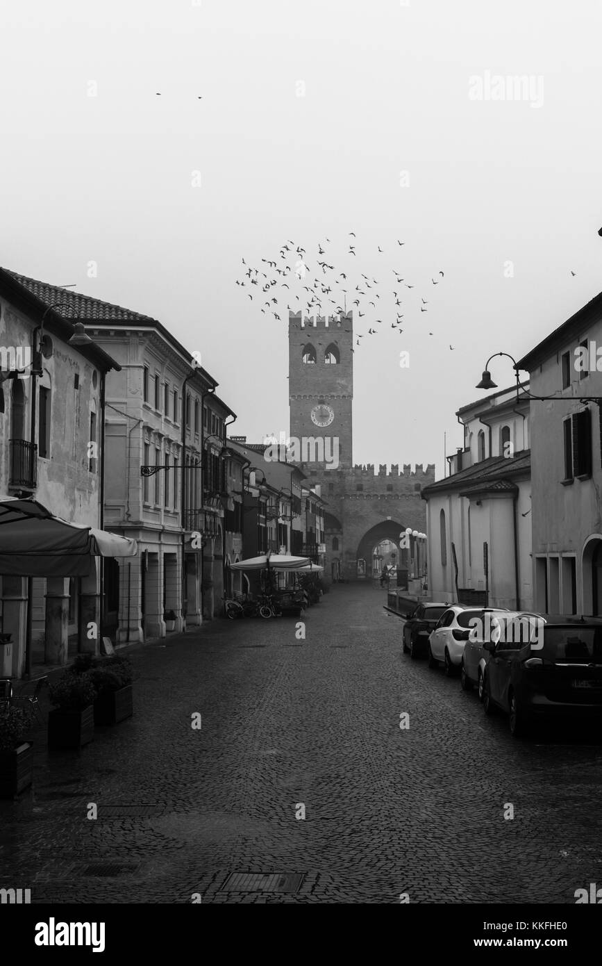 Clock tower old castle Black and White Stock Photos & Images - Alamy