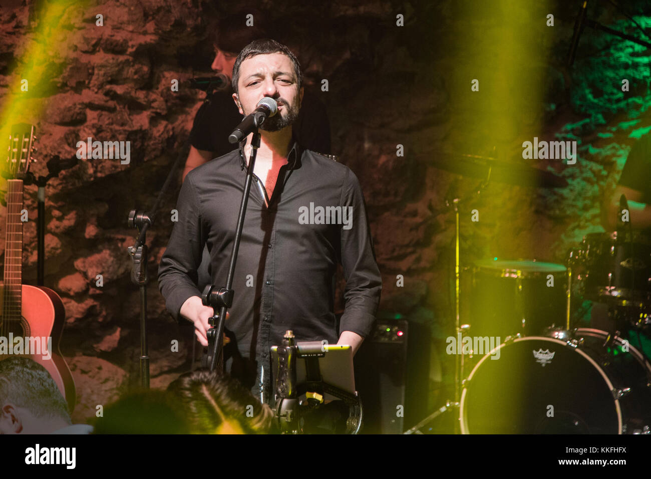 Antalya, Turkey - April 18,2017: Turkish singer Mehmet Erdem, performs ...