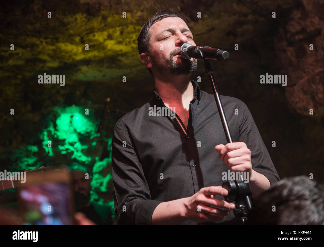 Antalya, Turkey - April 18,2017: Turkish singer Mehmet Erdem, performs ...