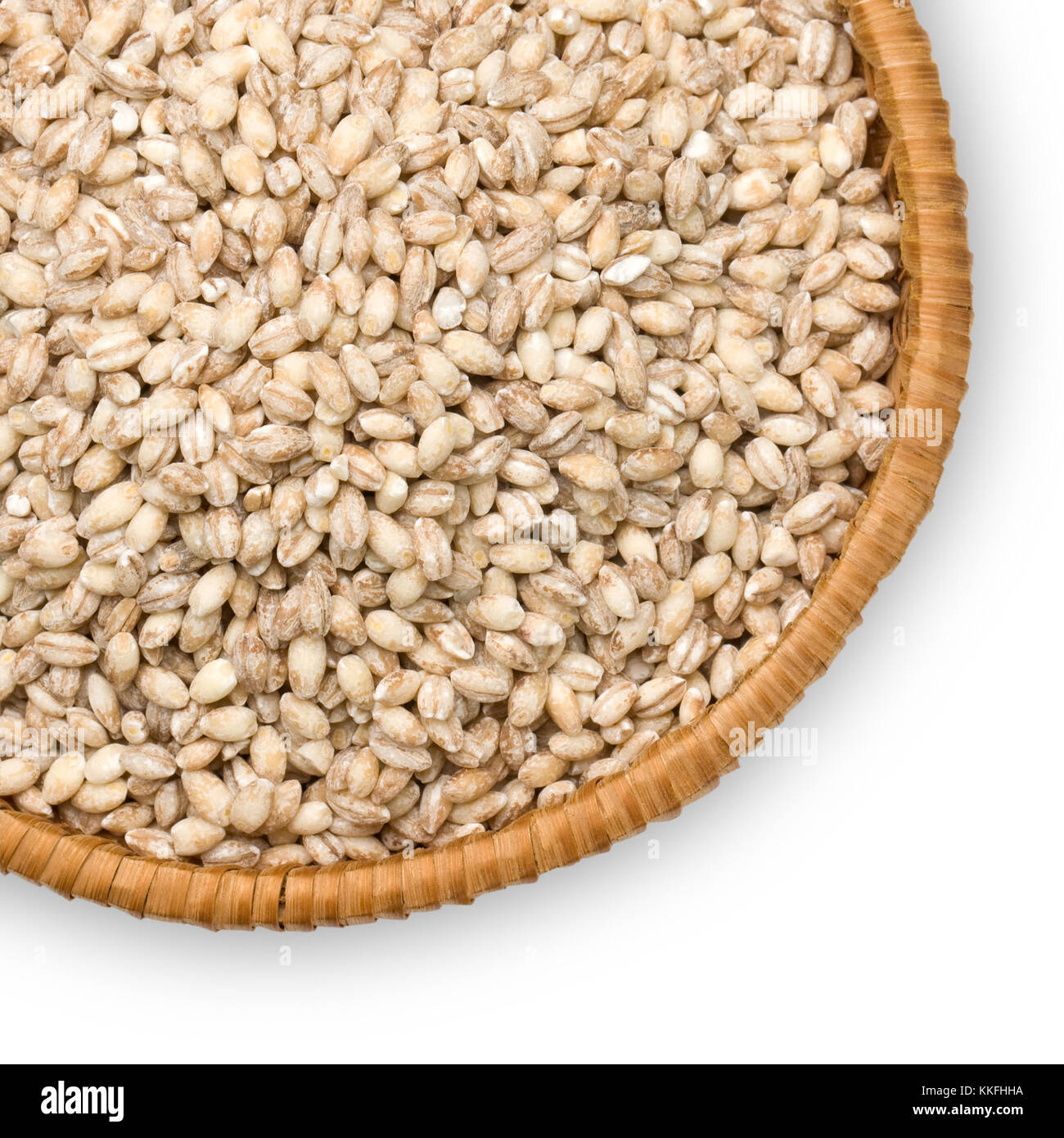 barley close-up on a plate of straw isolated on white background Stock ...