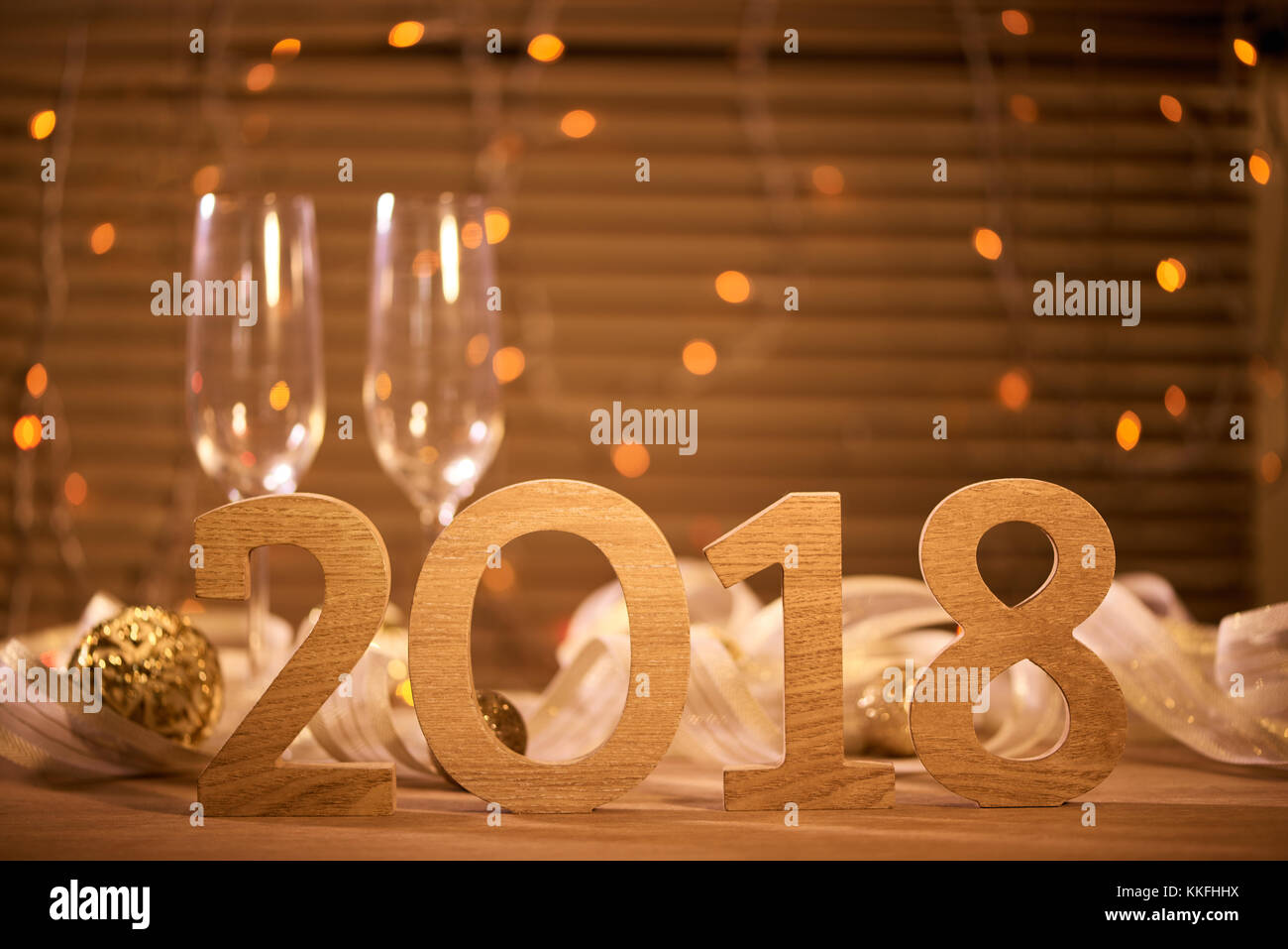 2018. New years eve celebration background with champagne Stock Photo ...