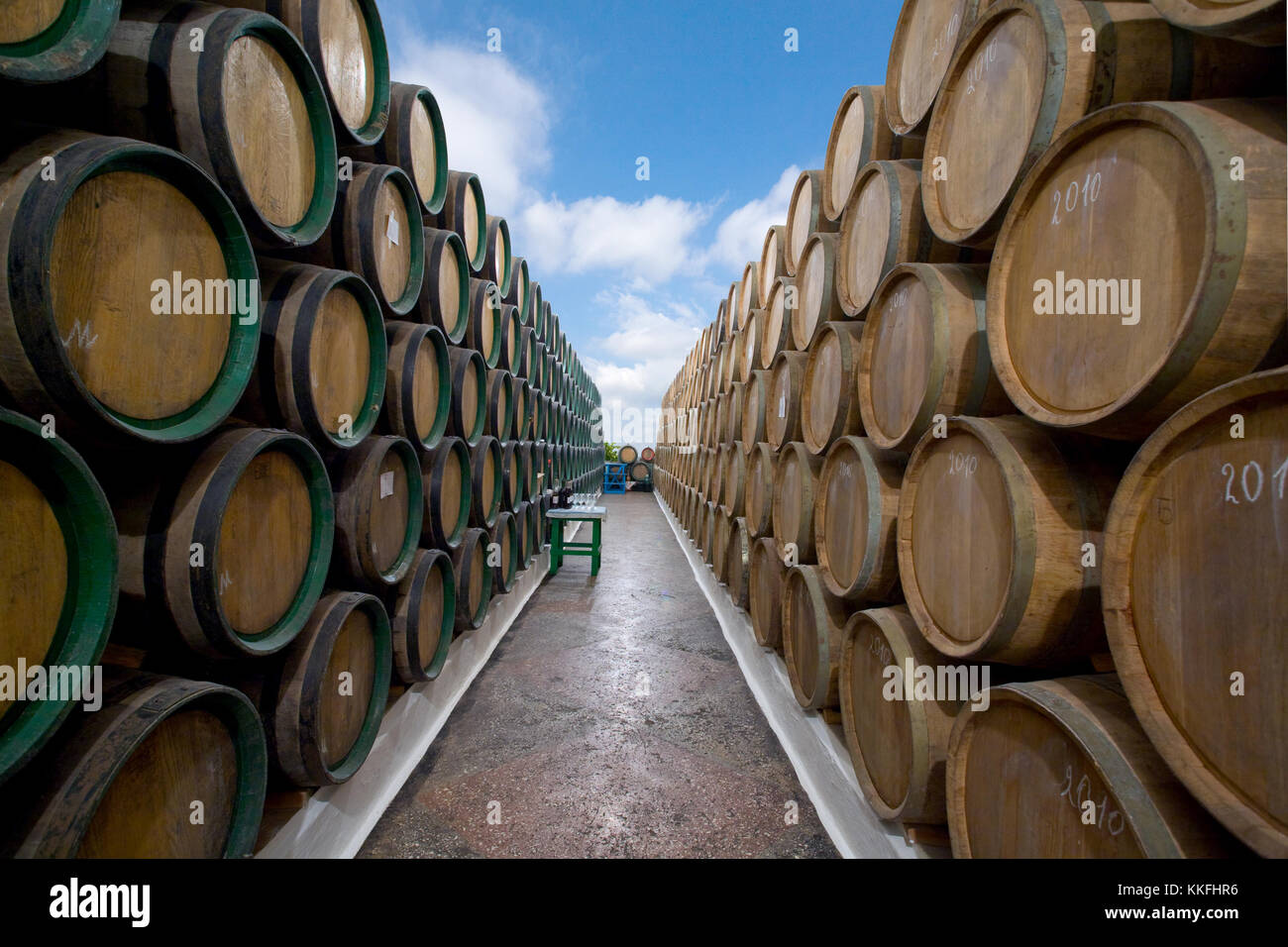 wine barrels in the open air Stock Photo - Alamy