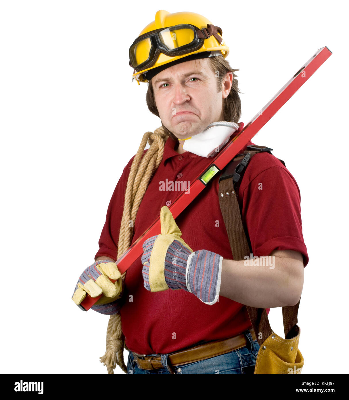 Construction worker.Isolated on white Stock Photo - Alamy