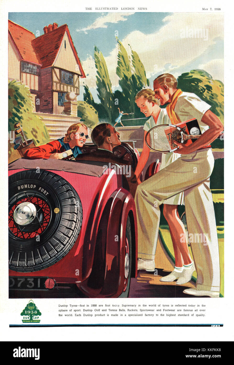 1938 UK Magazine Dunlop Tyres Advert Stock Photo - Alamy