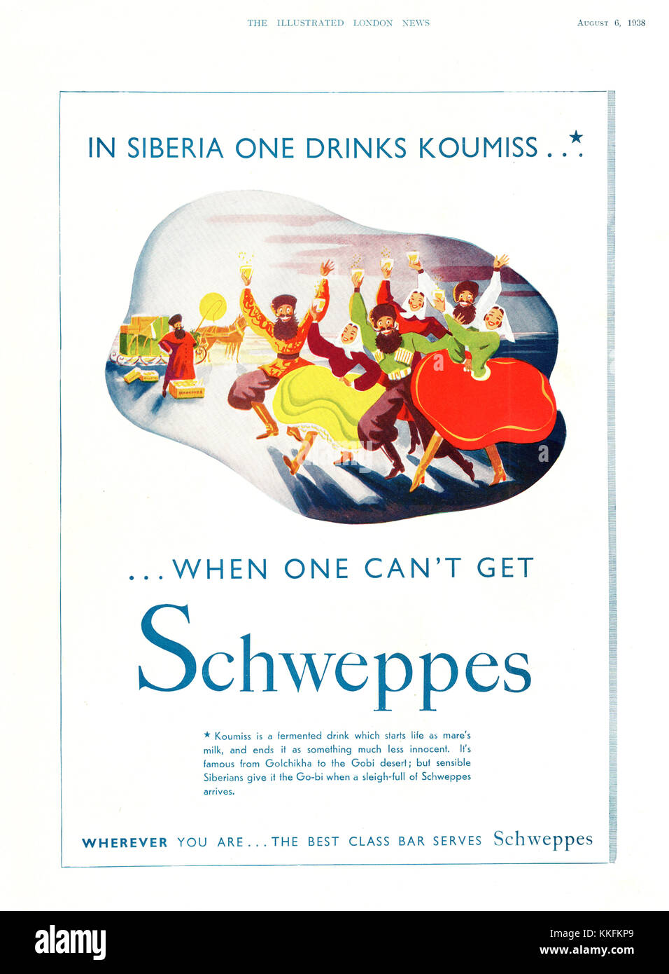 1938 UK Magazine Schweppes Drinks Advert Stock Photo - Alamy