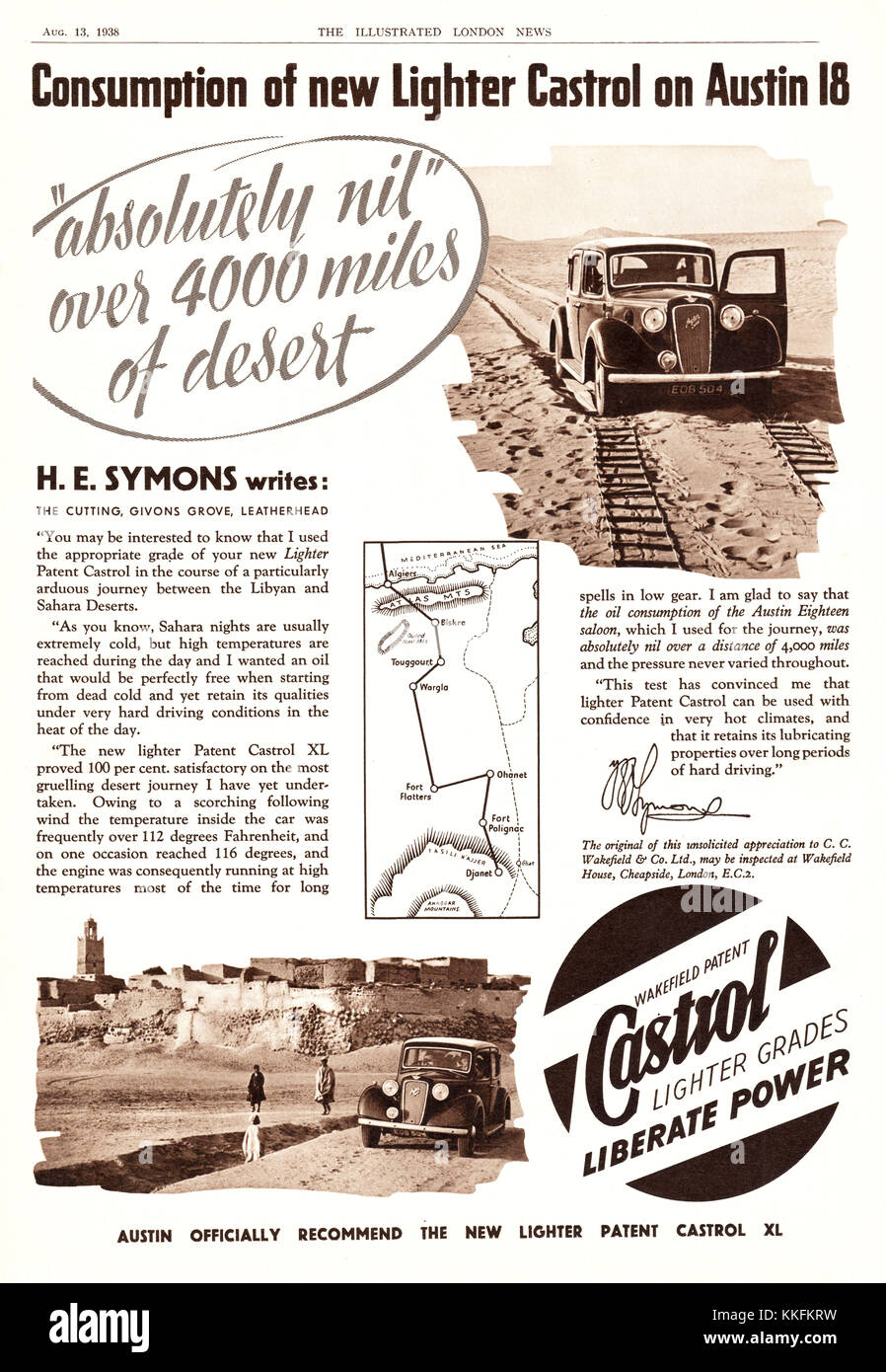 1938 UK Magazine Castrol Engine Oil Advert Stock Photo - Alamy