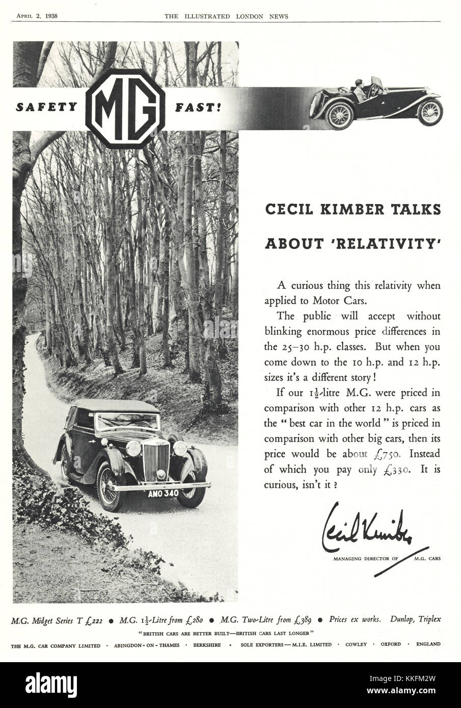Mg cars advert hi-res stock photography and images - Alamy