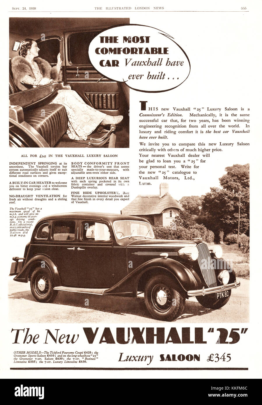 1938 UK Magazine Vauxhall '25' Car Advert Stock Photo - Alamy