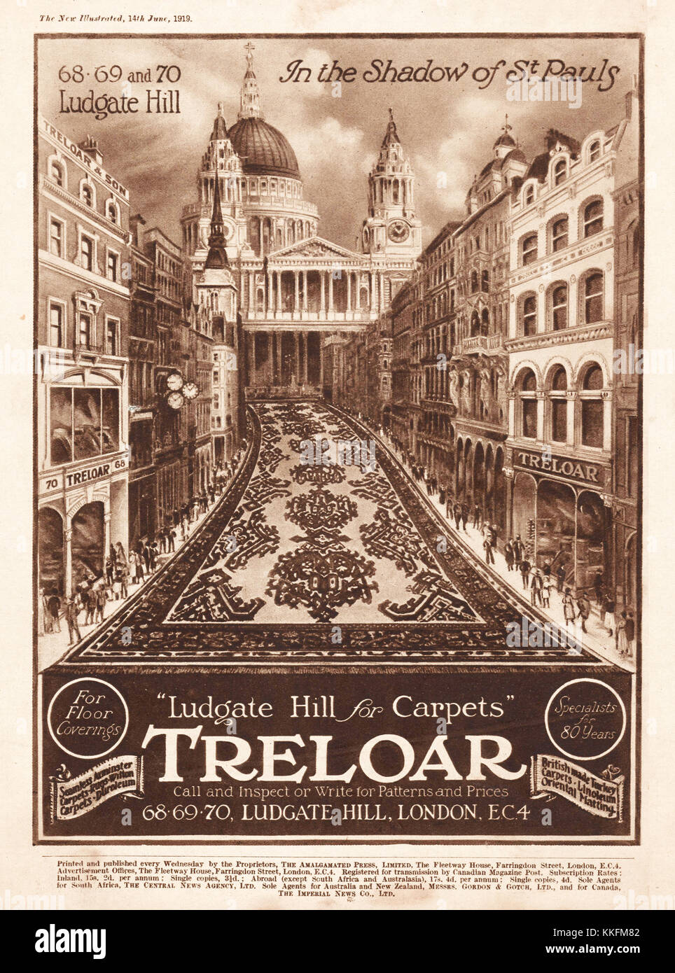 1919 UK Magazine Treloar Carpets Advert Stock Photo - Alamy