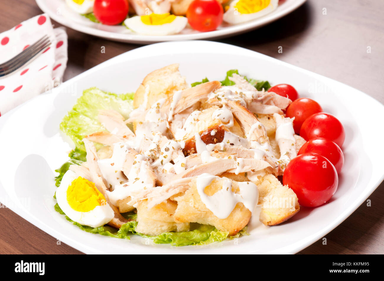Cesar salad on the plate Stock Photo - Alamy