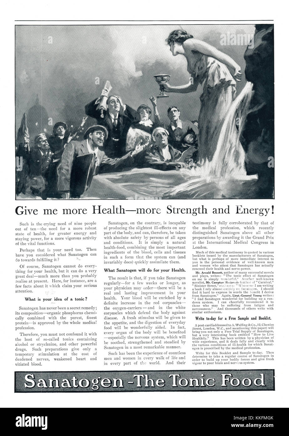 1914 UK Magazine Sanatogen Health Drink Advert Stock Photo - Alamy