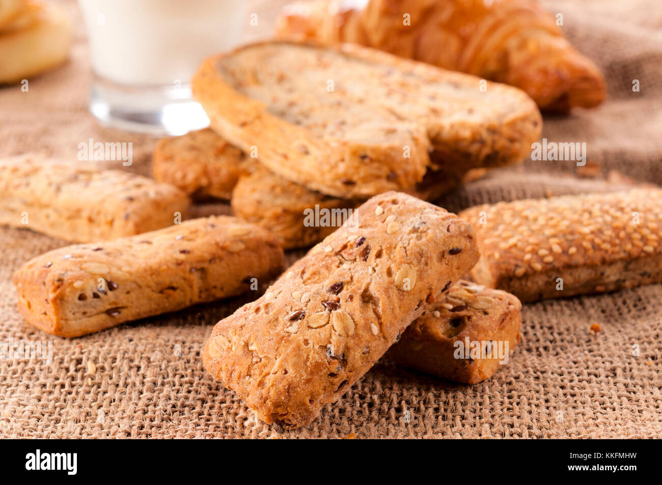 Close up to healthy and low fat whole grain pastry Stock Photo - Alamy