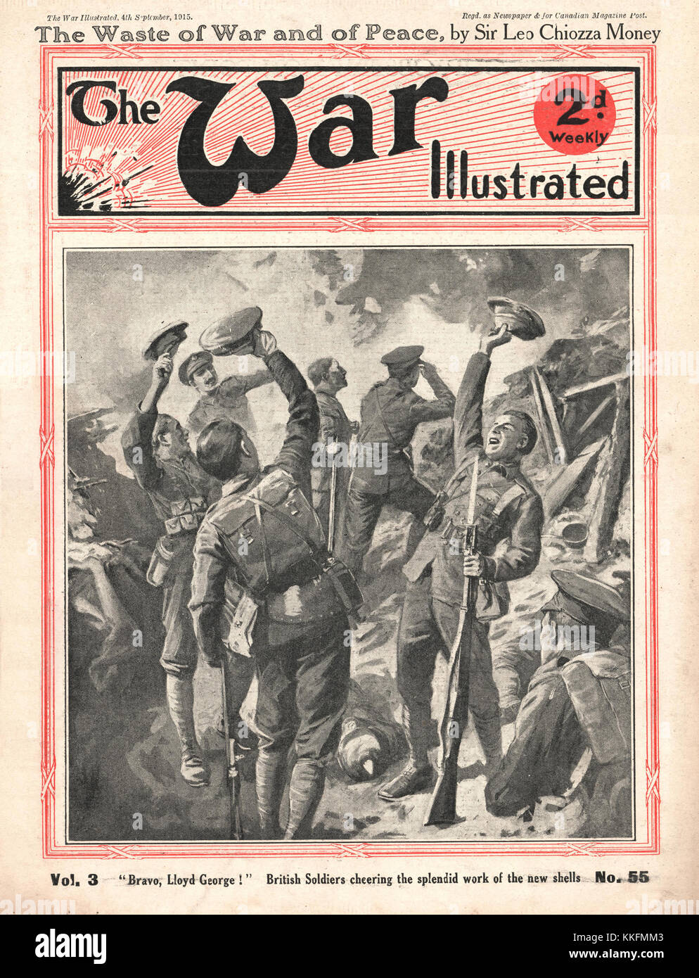 1915 War Illustrated British Soldiers Cheer on Western Front Stock ...